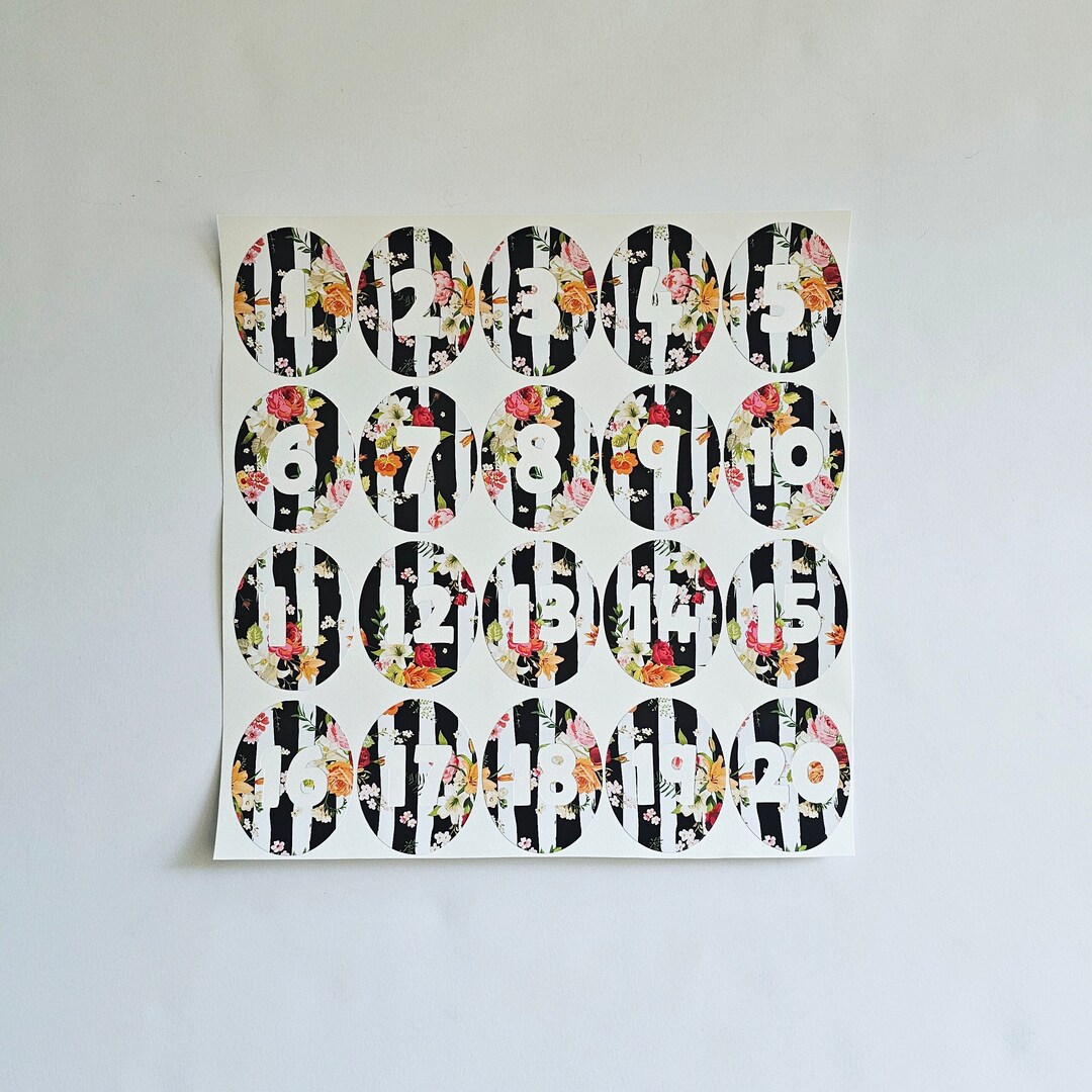 Floral Stripes Number Vinyl Classroom Decals - Etsy