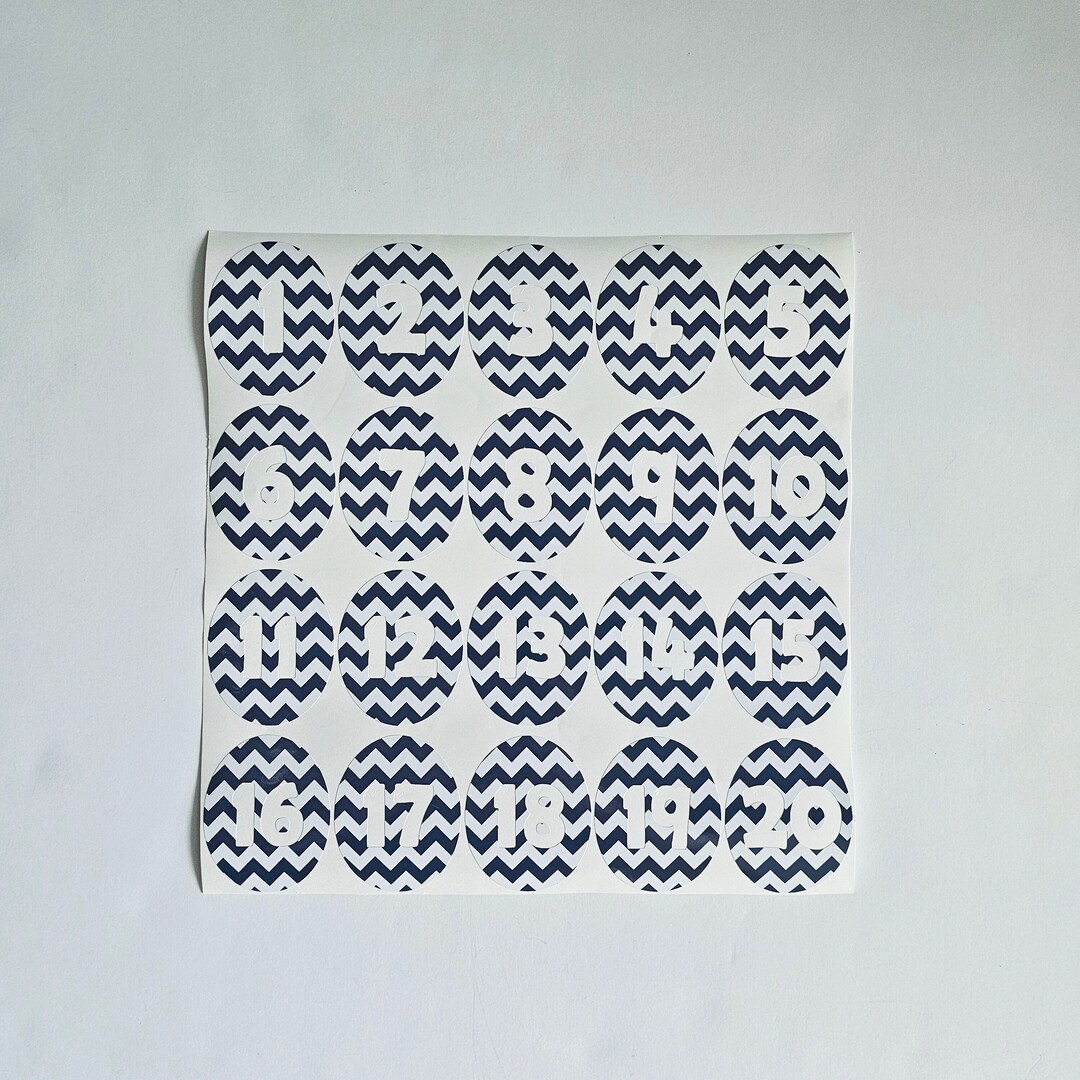 Navy Blue and White Chevron Number Vinyl Classroom Decals - Etsy