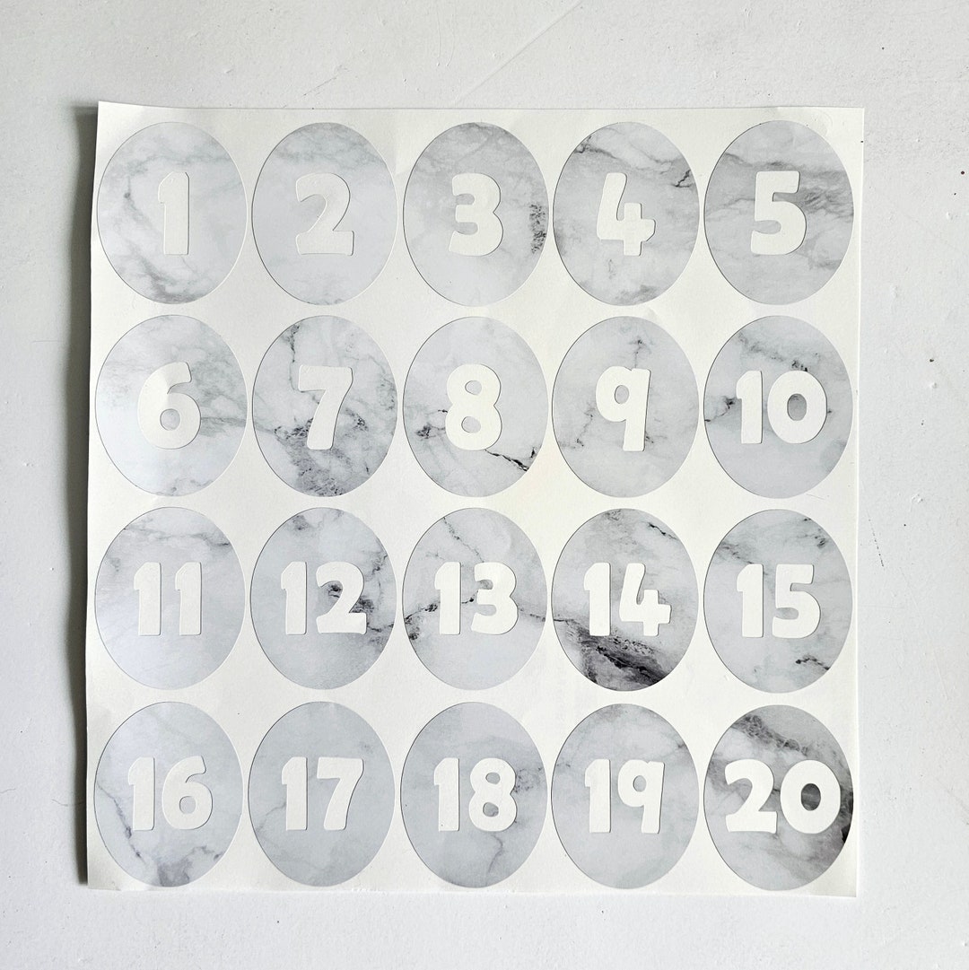 White Marble Vinyl Number Classroom Decals - Etsy