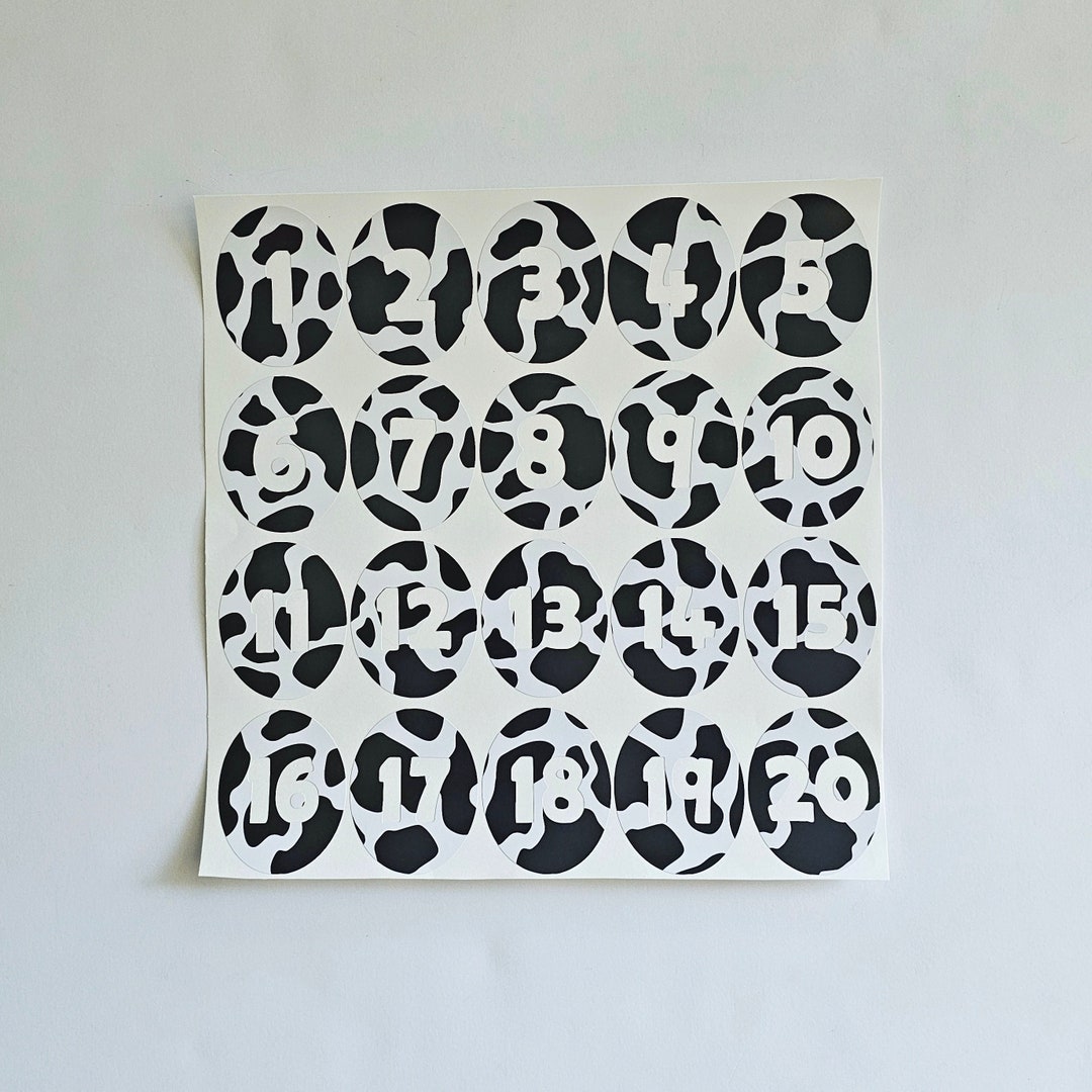 Cow Print Number Vinyl Classroom Decals - Etsy