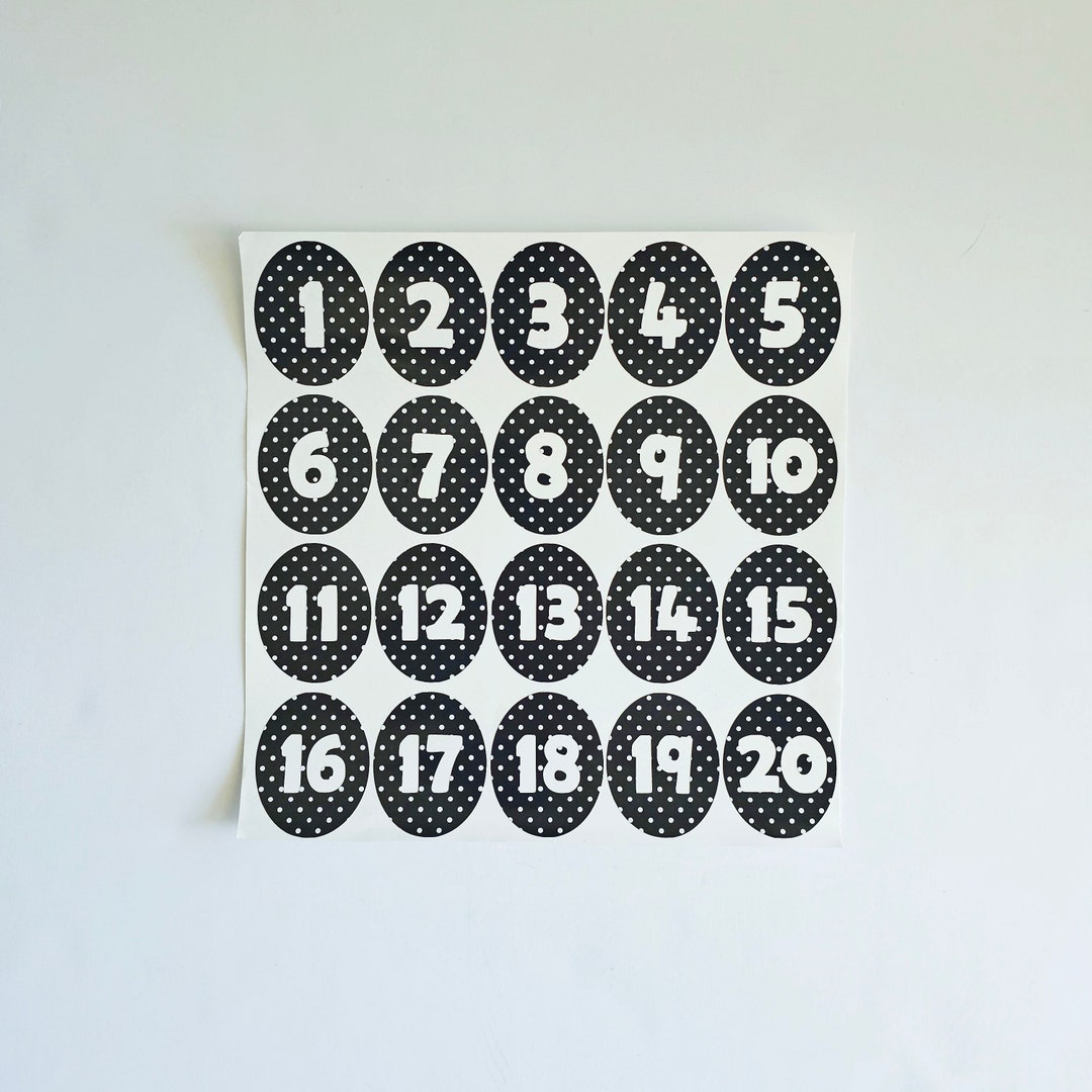 Black and White Mini Polka Dots Number Vinyl Classroom Decals - Etsy