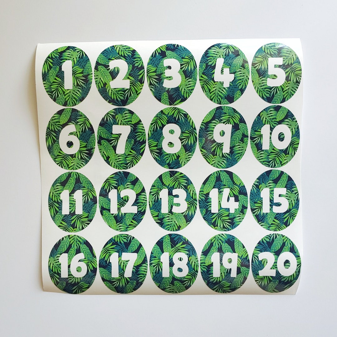 Dark Tropical Leaves Number Vinyl Classroom Decals - Etsy