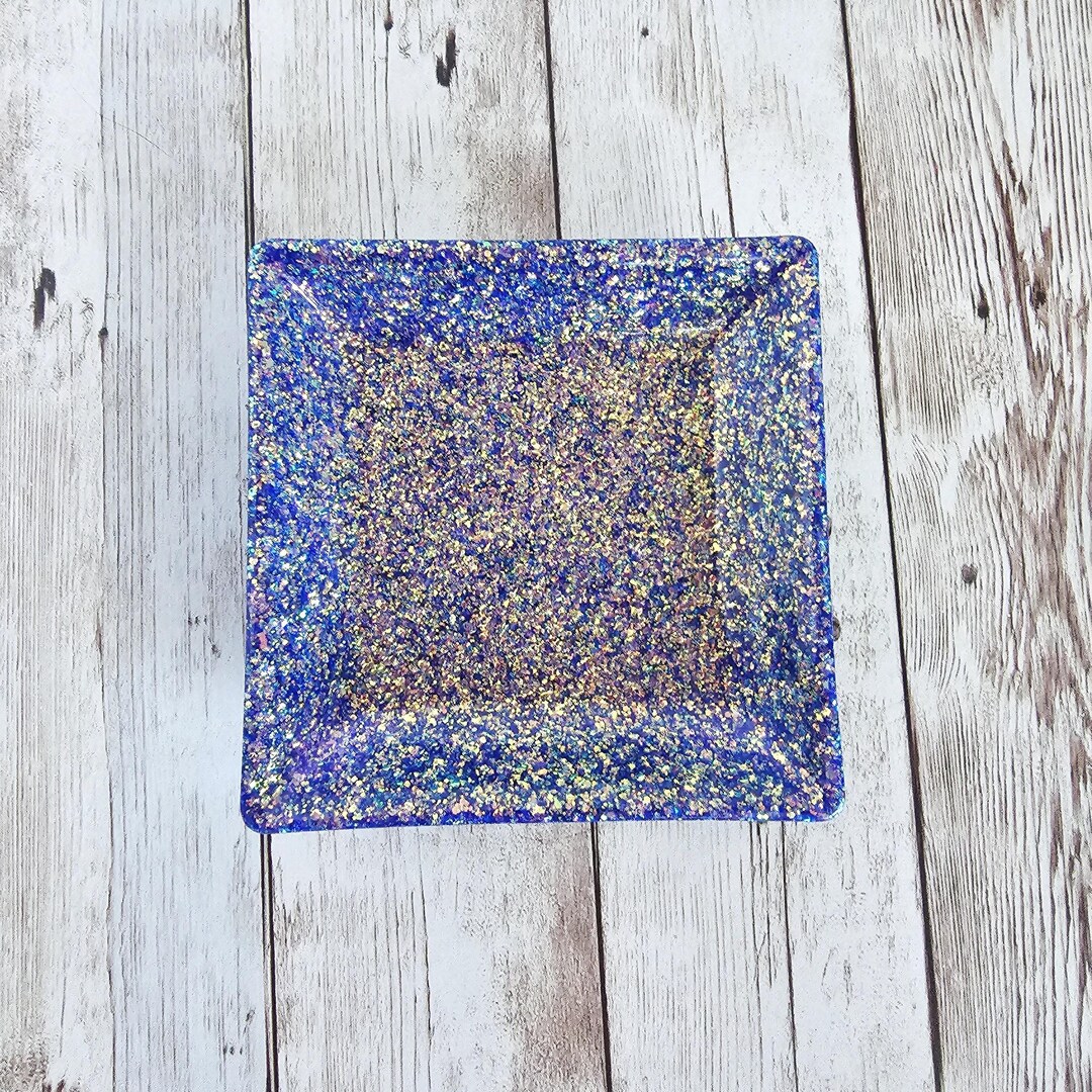 Purple and Gold Flake Glitter Square Resin Trinket Tray - Etsy