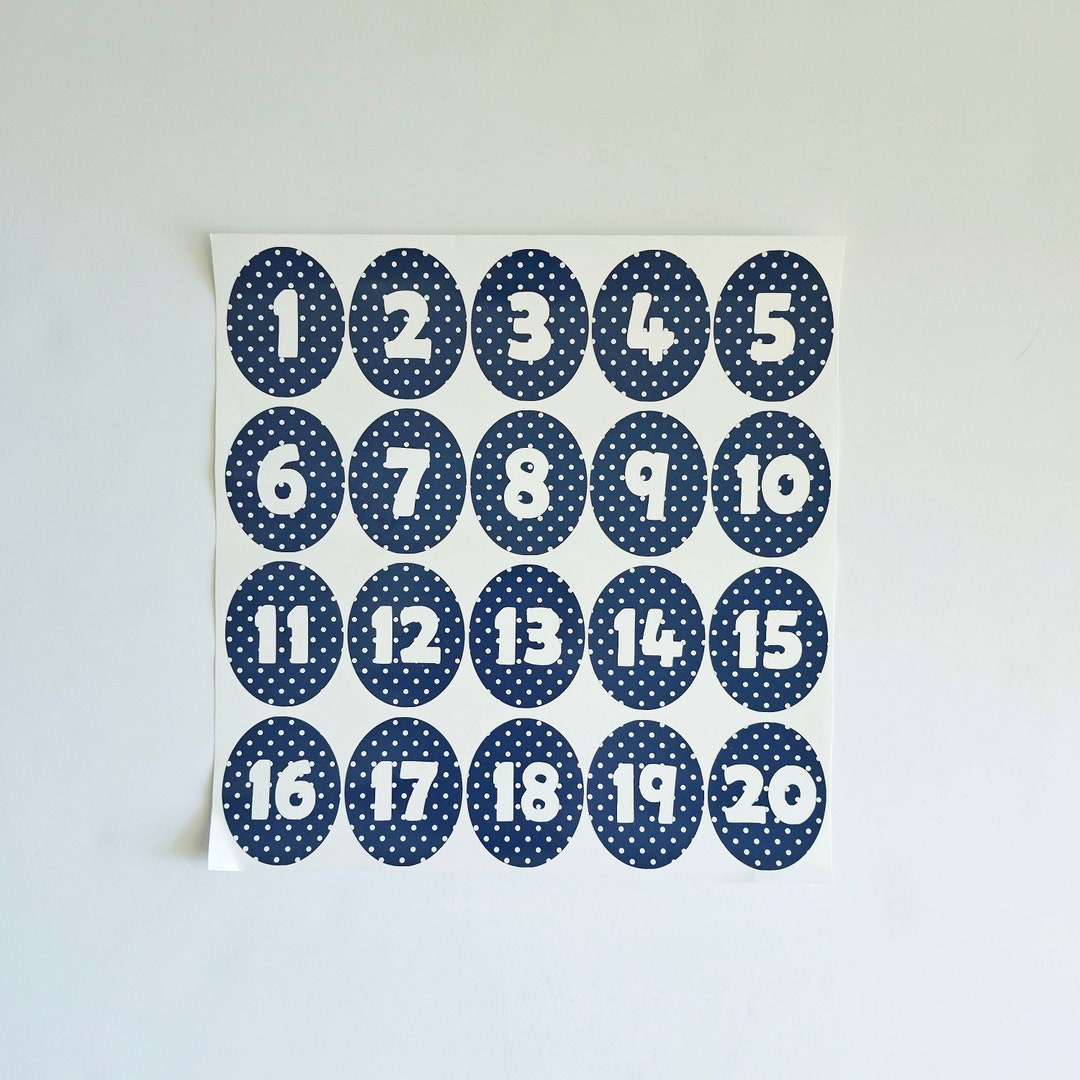 Navy Blue and White Mini Polka Dots Number Vinyl Classroom Decals - Etsy