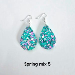 Spring Teardrop Glitter Resin Earrings - Etsy