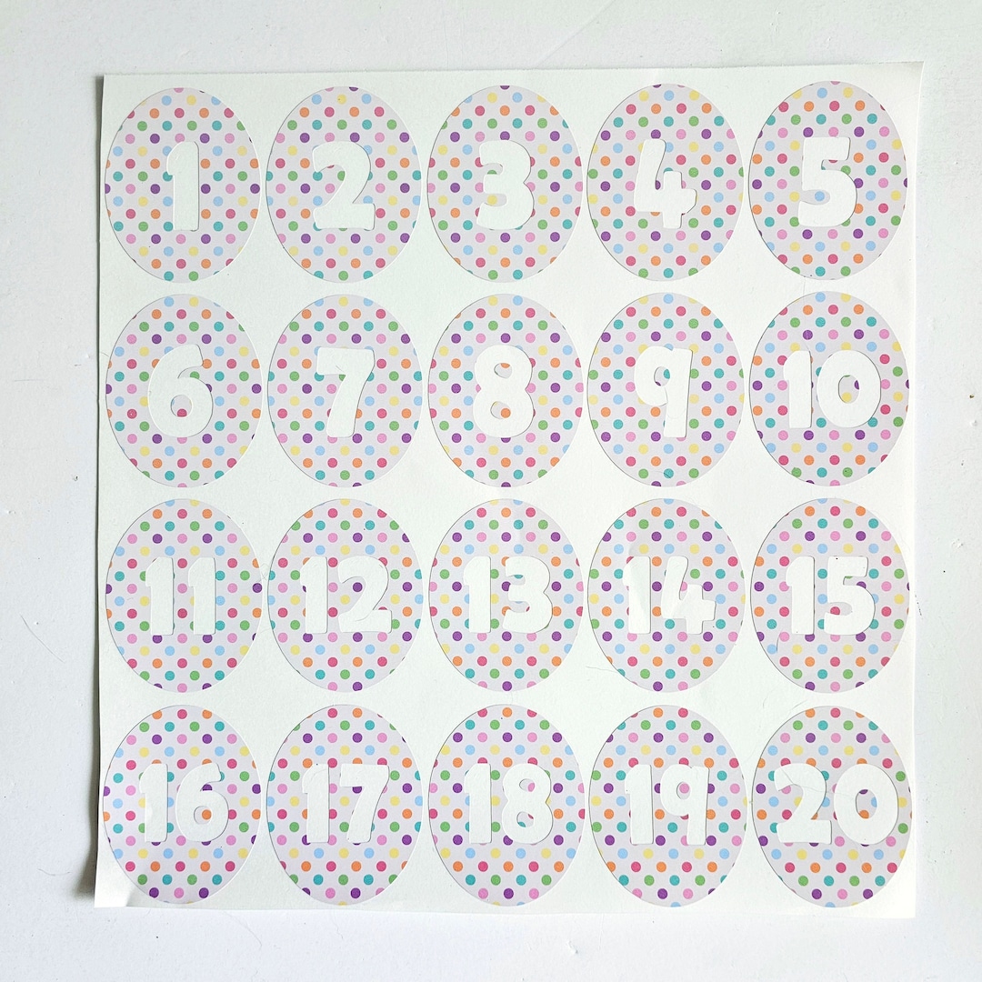 Muted Polka Dots Vinyl Number Classroom Decals - Etsy