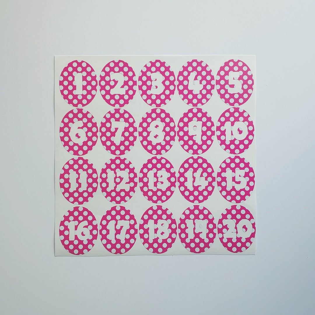 Clearance- Pink and White Polka Dots Number Vinyl Classroom Decals - Etsy