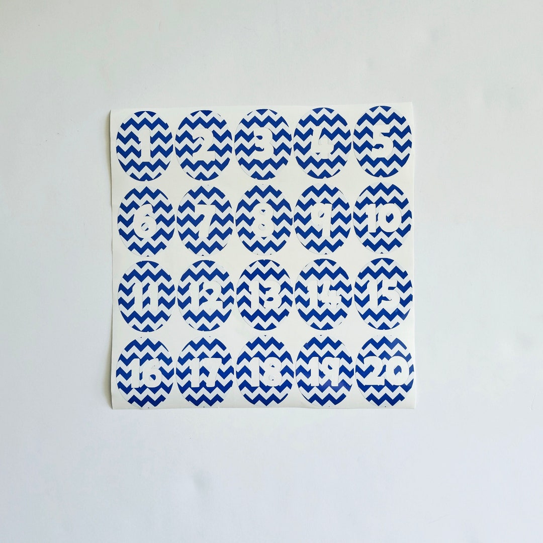 Blue and White Chevron Number Vinyl Classroom Decals - Etsy
