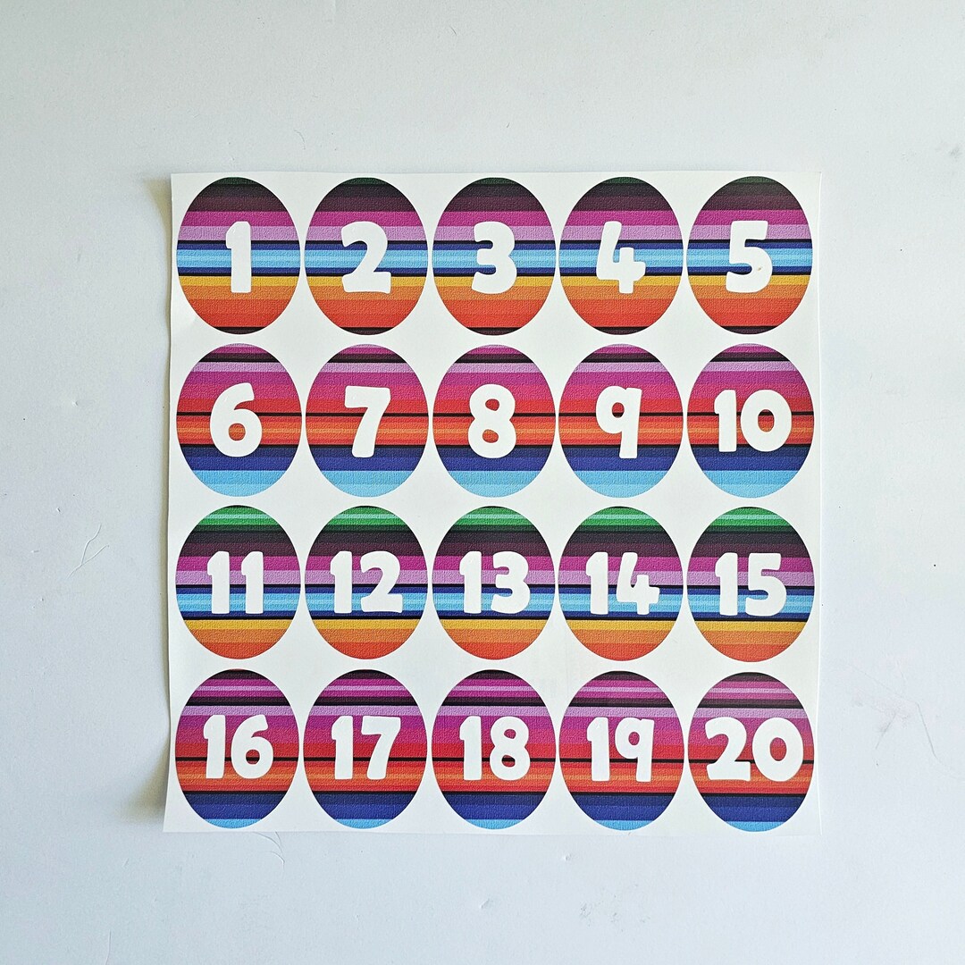 Bright Serape Number Vinyl Classroom Decals - Etsy