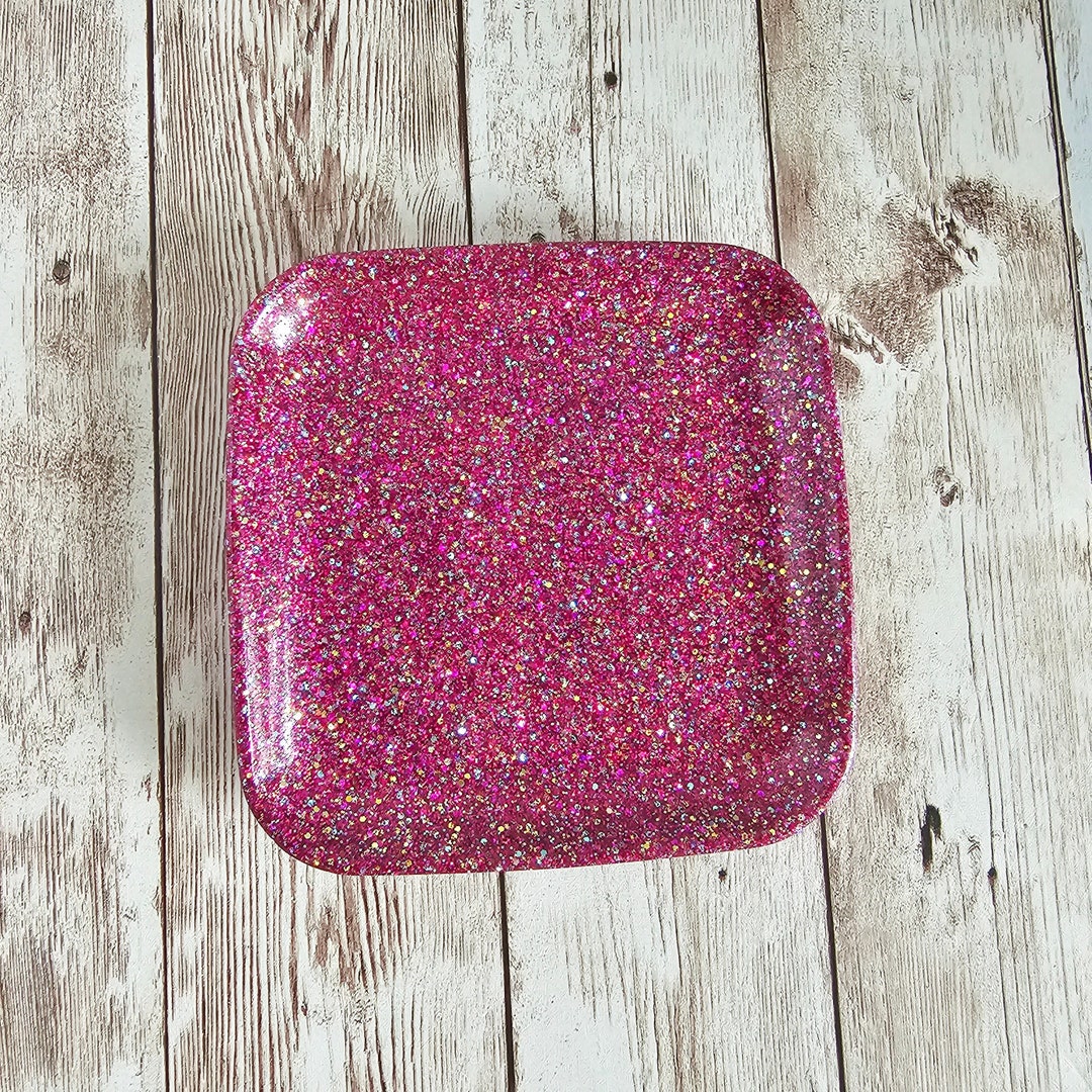 Raspberry Mix Glitter Rounded Square Resin Trinket Tray - Etsy