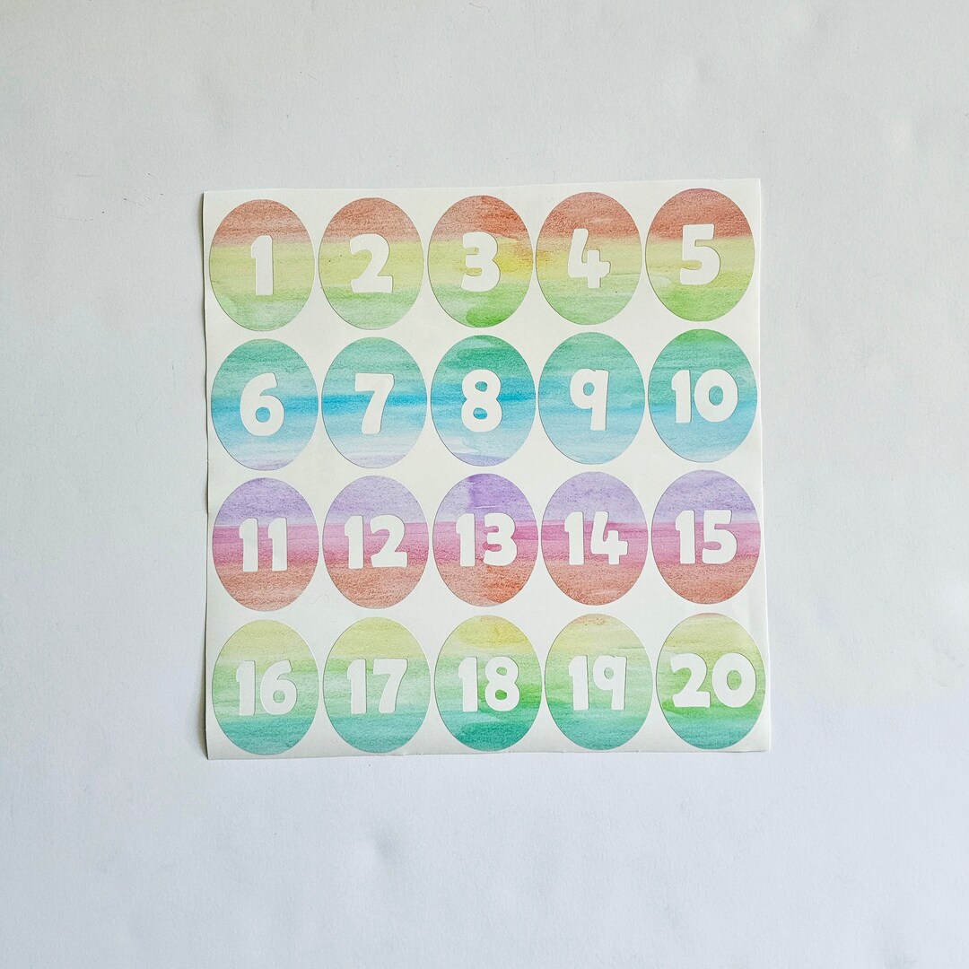 Watercolor Rainbow Stripes Number Vinyl Classroom Decals - Etsy