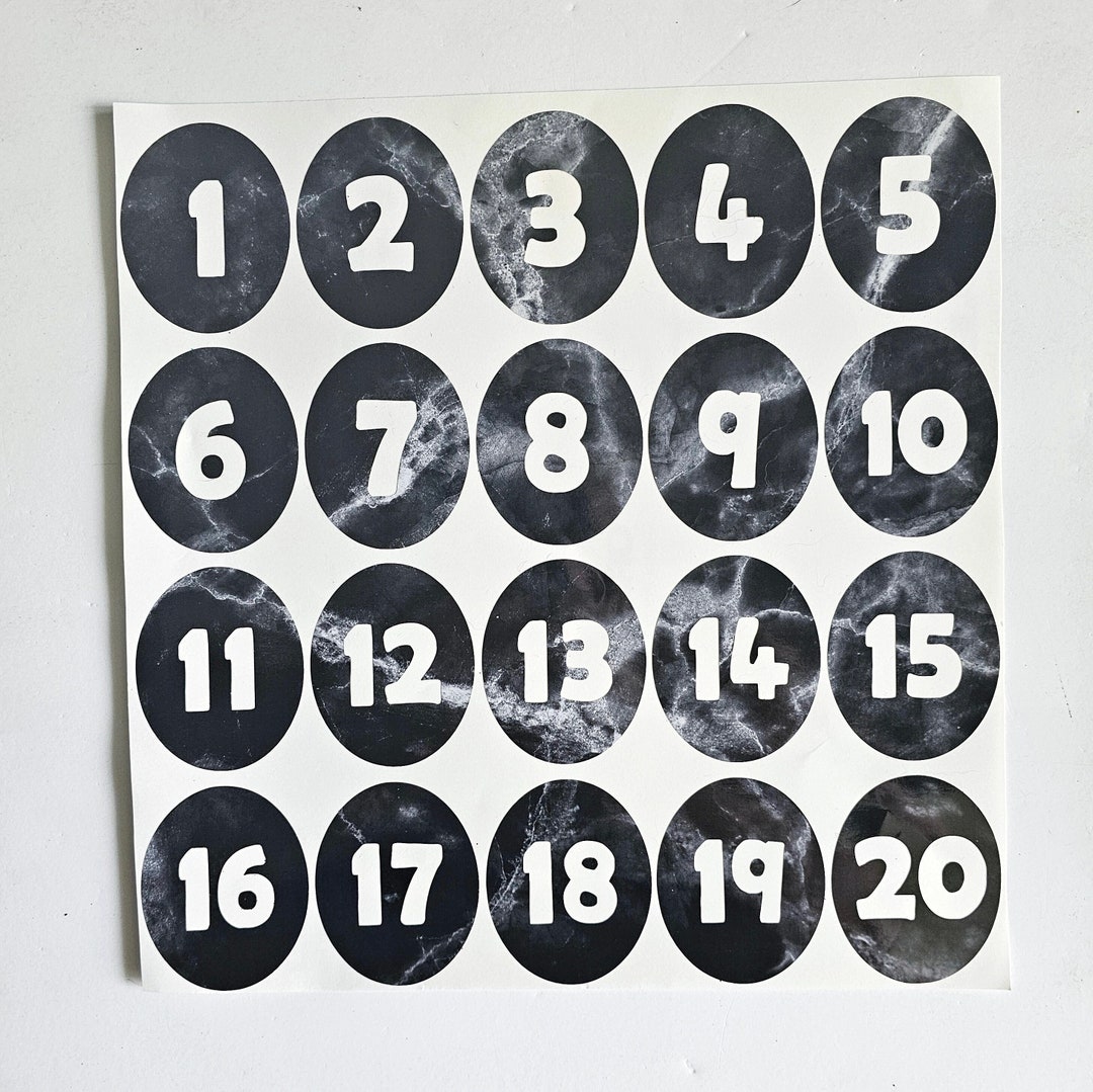 Black Marble Vinyl Number Classroom Decals - Etsy