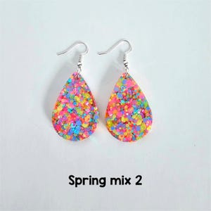 Spring Teardrop Glitter Resin Earrings - Etsy