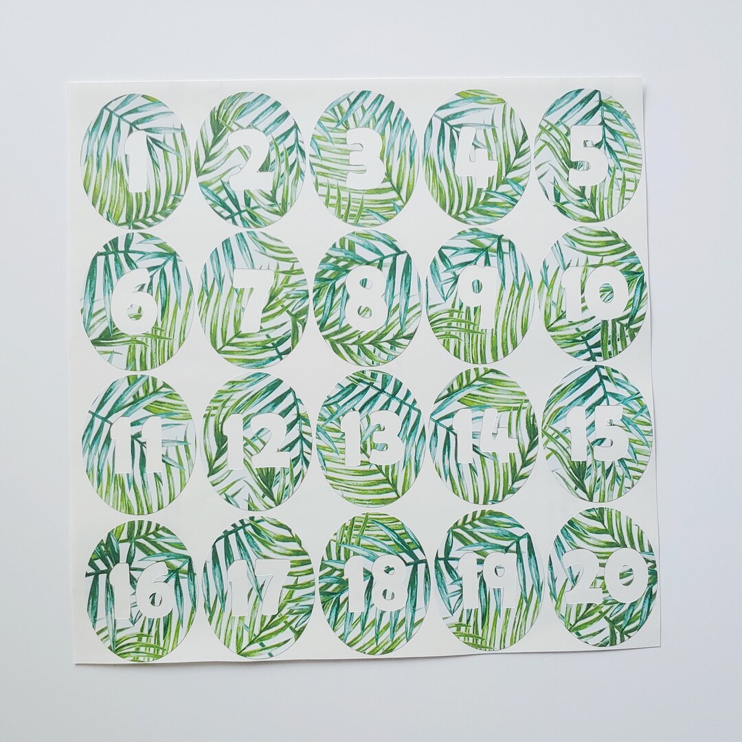 Tropical Leaves Number Vinyl Classroom Decals - Etsy