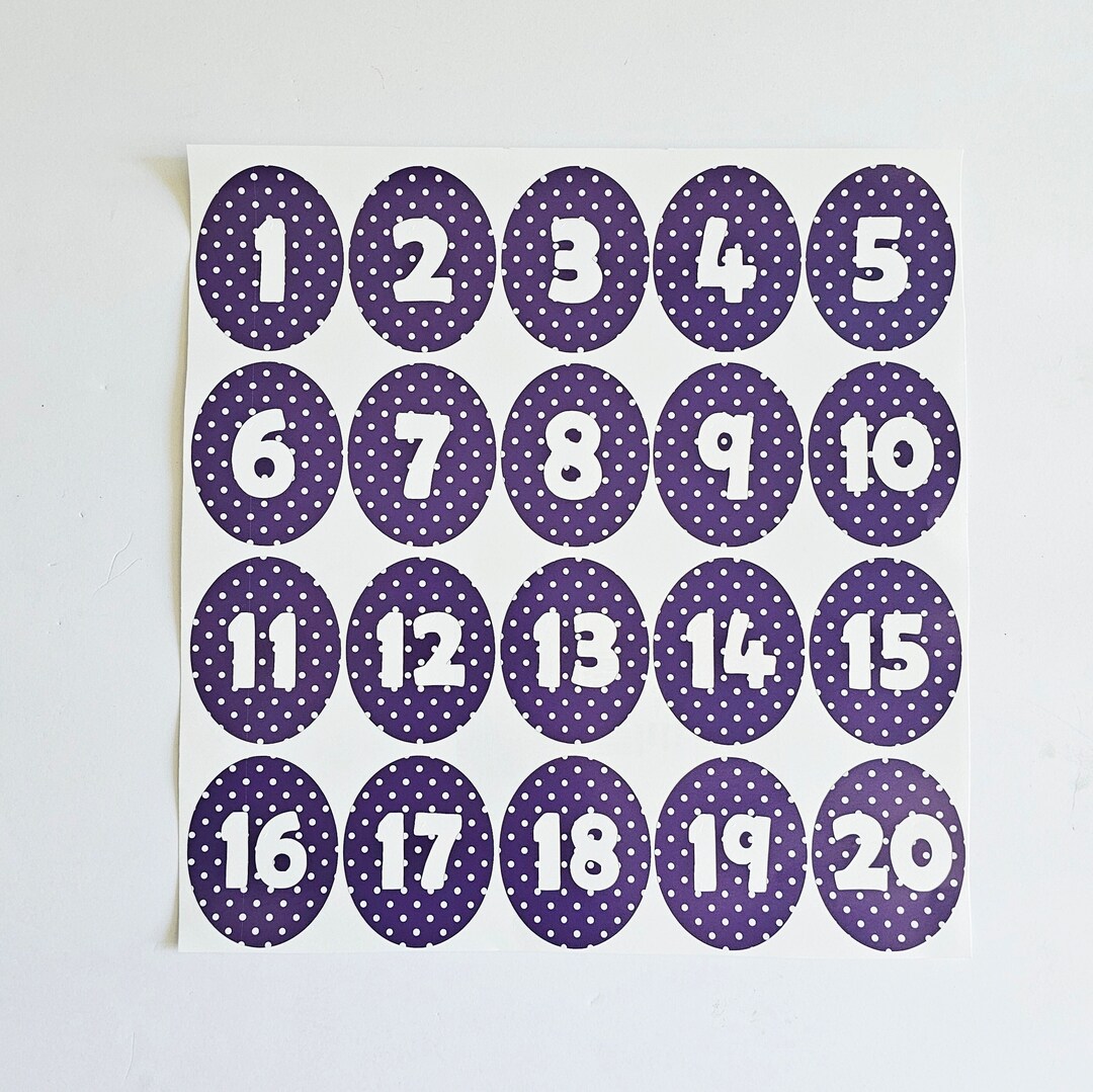 Purple and White Mini Polka Dots Number Vinyl Classroom Decals - Etsy