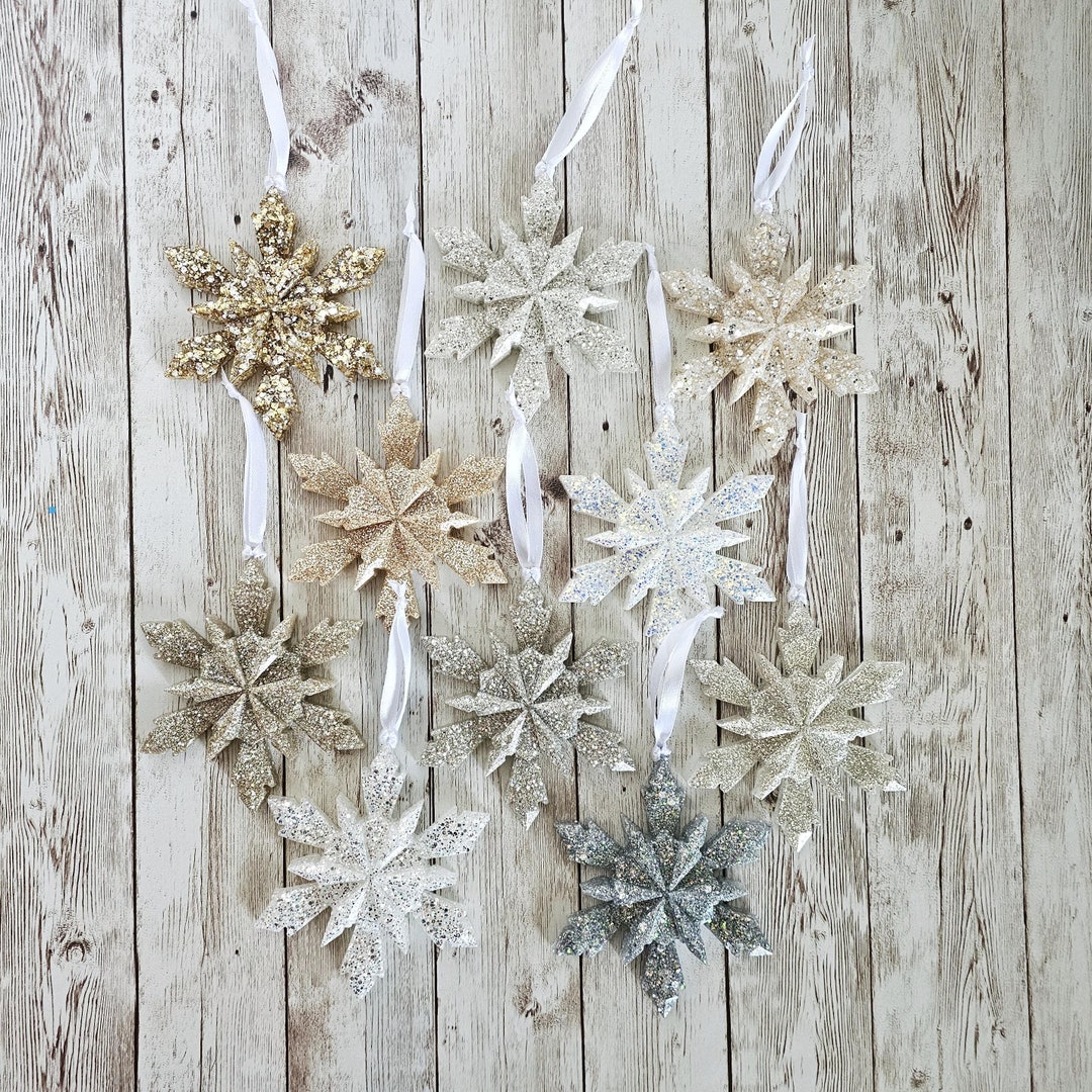 Metallic Mix Glitter Snowflake Ornament - Etsy