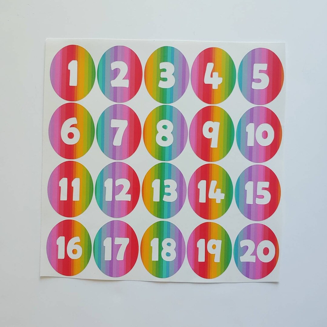 Bright Rainbow Stripes Number Vinyl Classroom Decals - Etsy