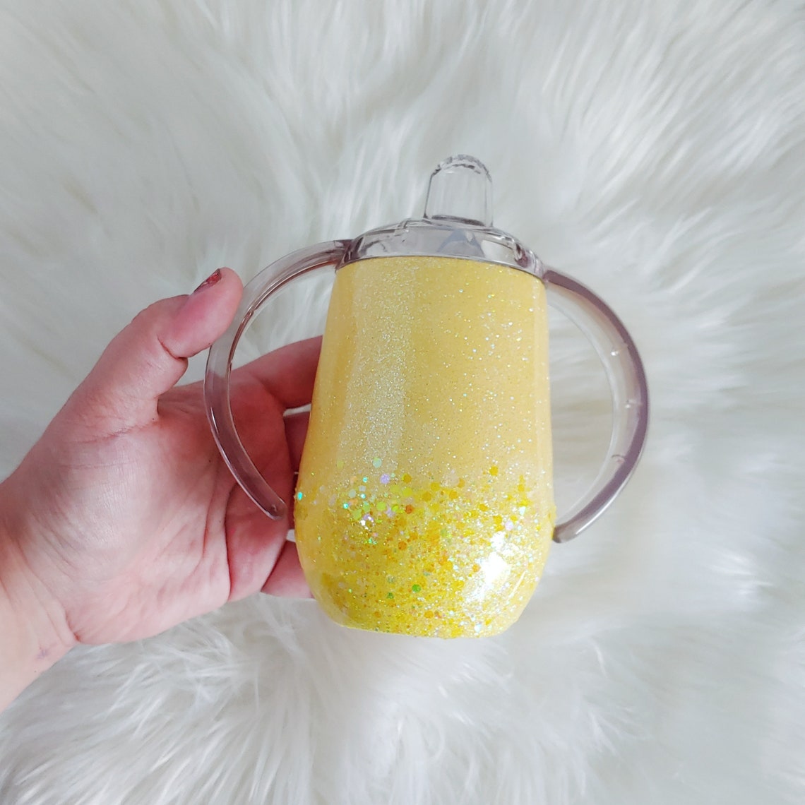 8 Oz Yellow Glitter Sippy Cup | Etsy