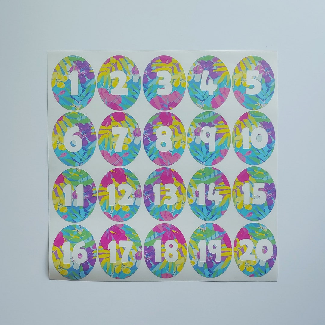 Tropical Flowers Number Vinyl Classroom Decals - Etsy
