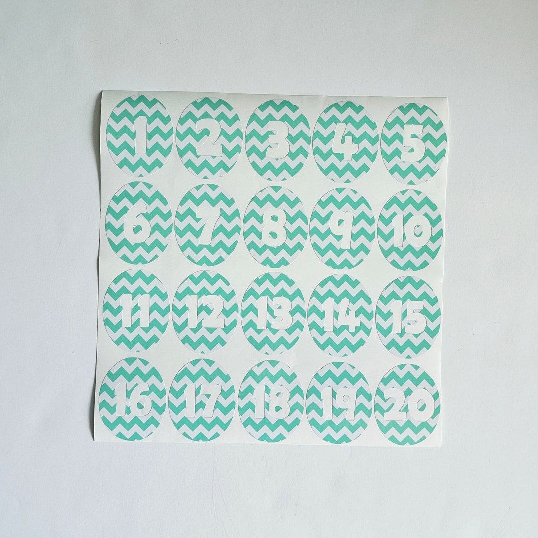 Mint and White Chevron Number Vinyl Classroom Decals - Etsy