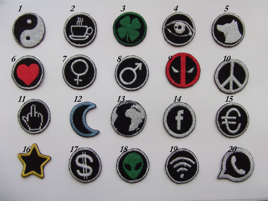 Mini Patches Hippie, Horoscope, Monogram, Deadpool, Gender Symbols ...