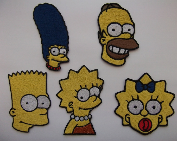 The Simpsons Patches Homer, Marge, Bart, Lisa, Maggie, Sew on Patches ...
