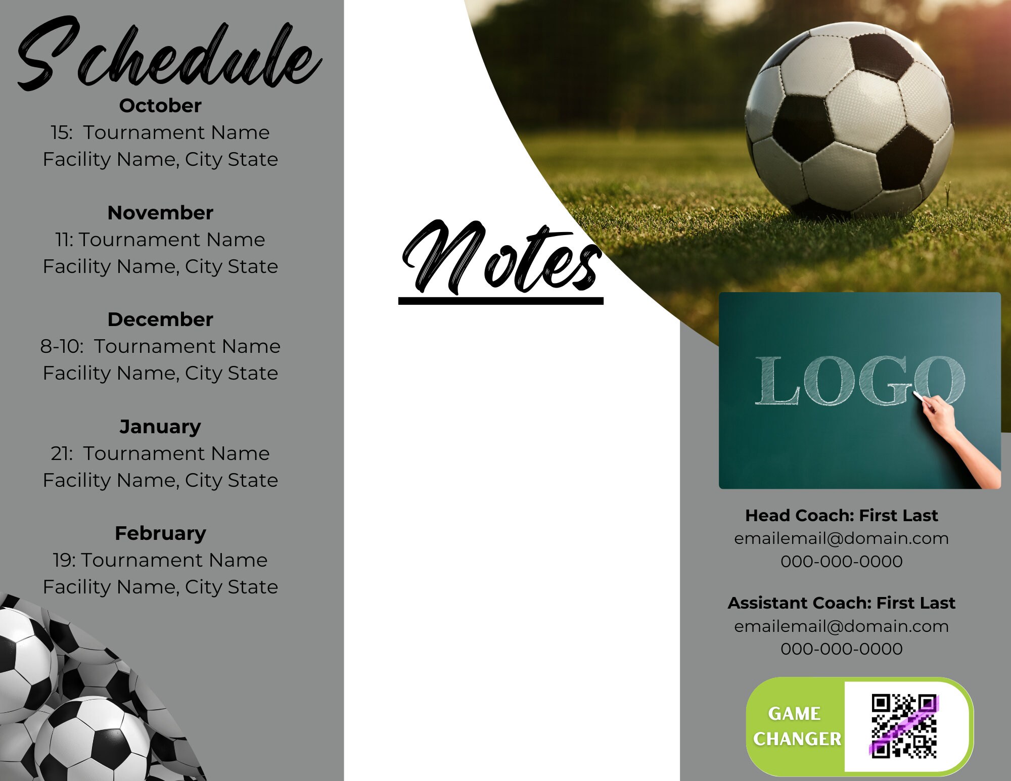 Soccer College Exposure Team Brochure Trifold TEMPLATE - Etsy