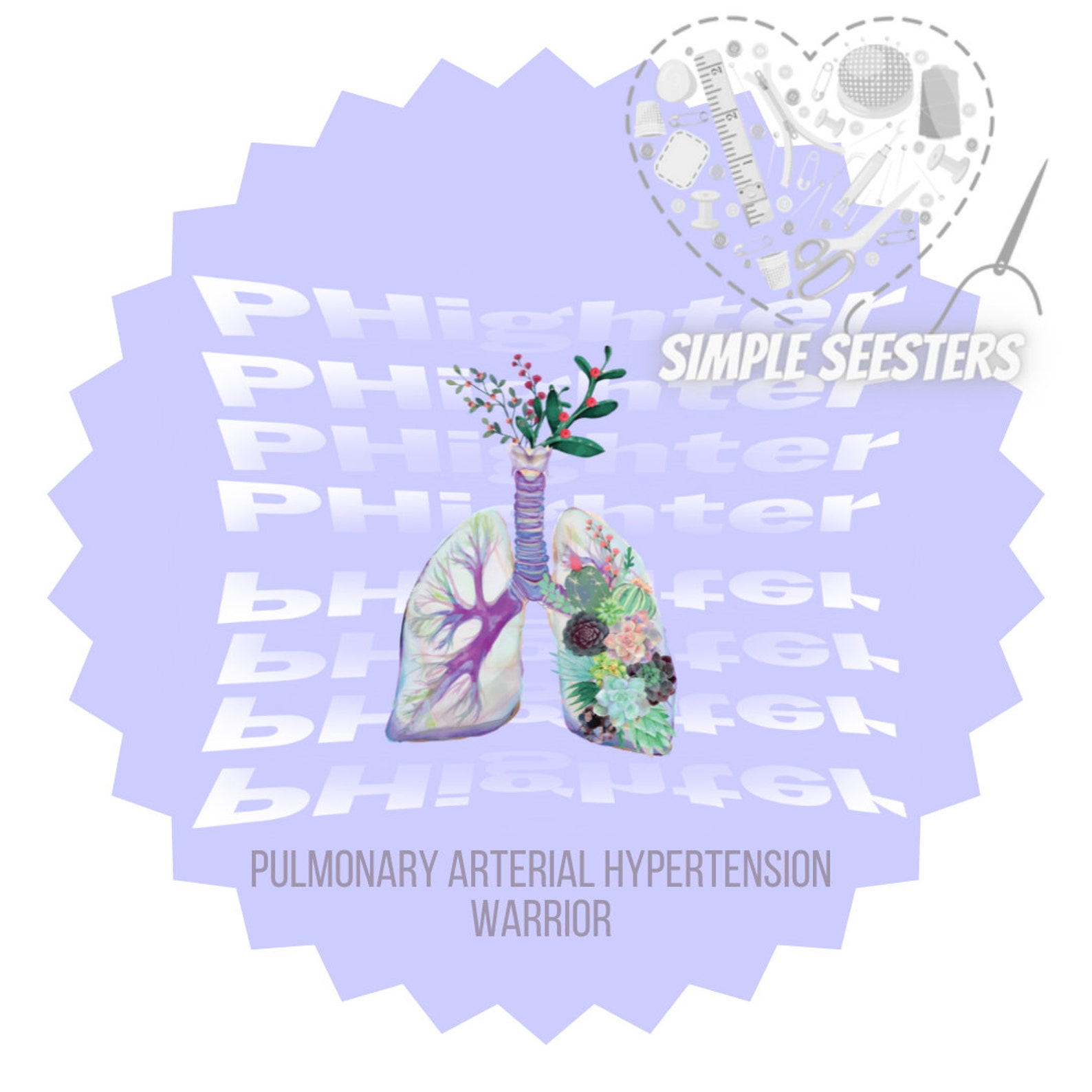 Pulmonary Arterial Hypertension Warrior Digital PNG WITH Offset - Etsy