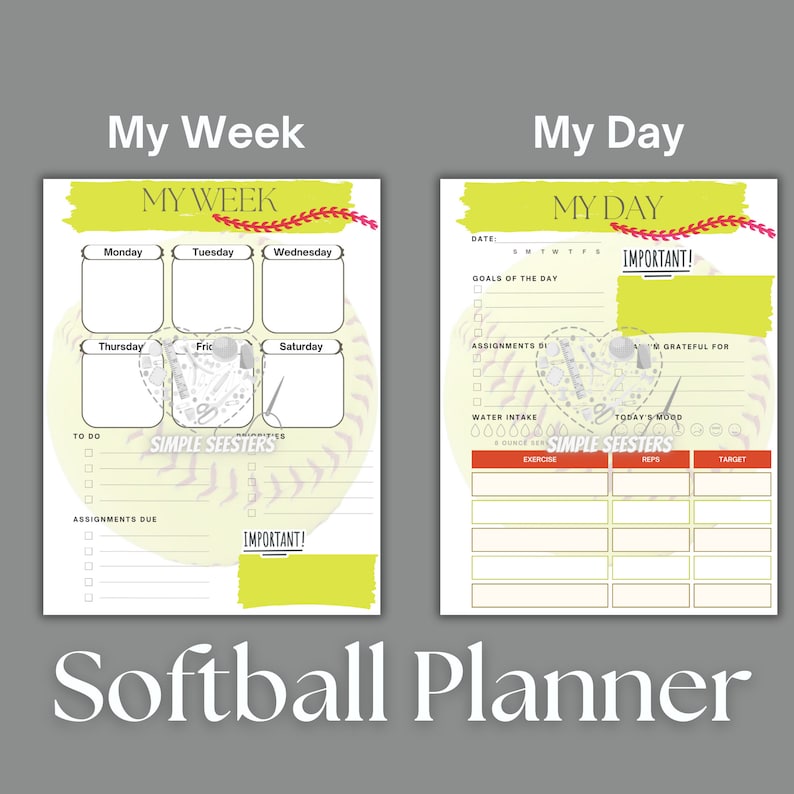 Softball Planner Printable PDF Oct '23 - Dec '24 - Etsy