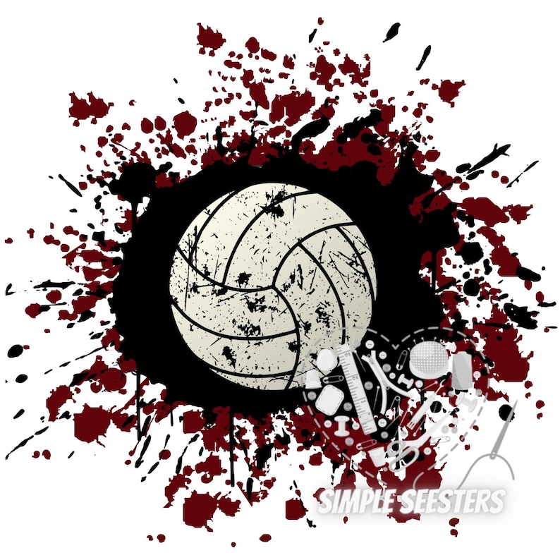 Black & Maroon Splatter Volleyball / Volleyball Png / Volleyball ...