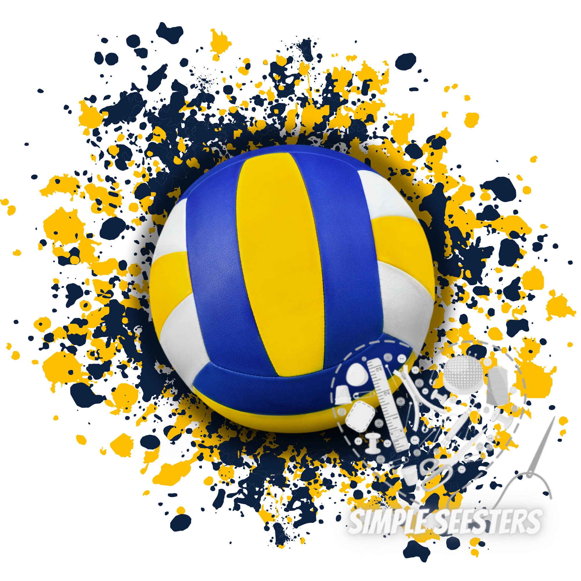 Blue Yellow Splatter Volleyball / Volleyball Background Png ...