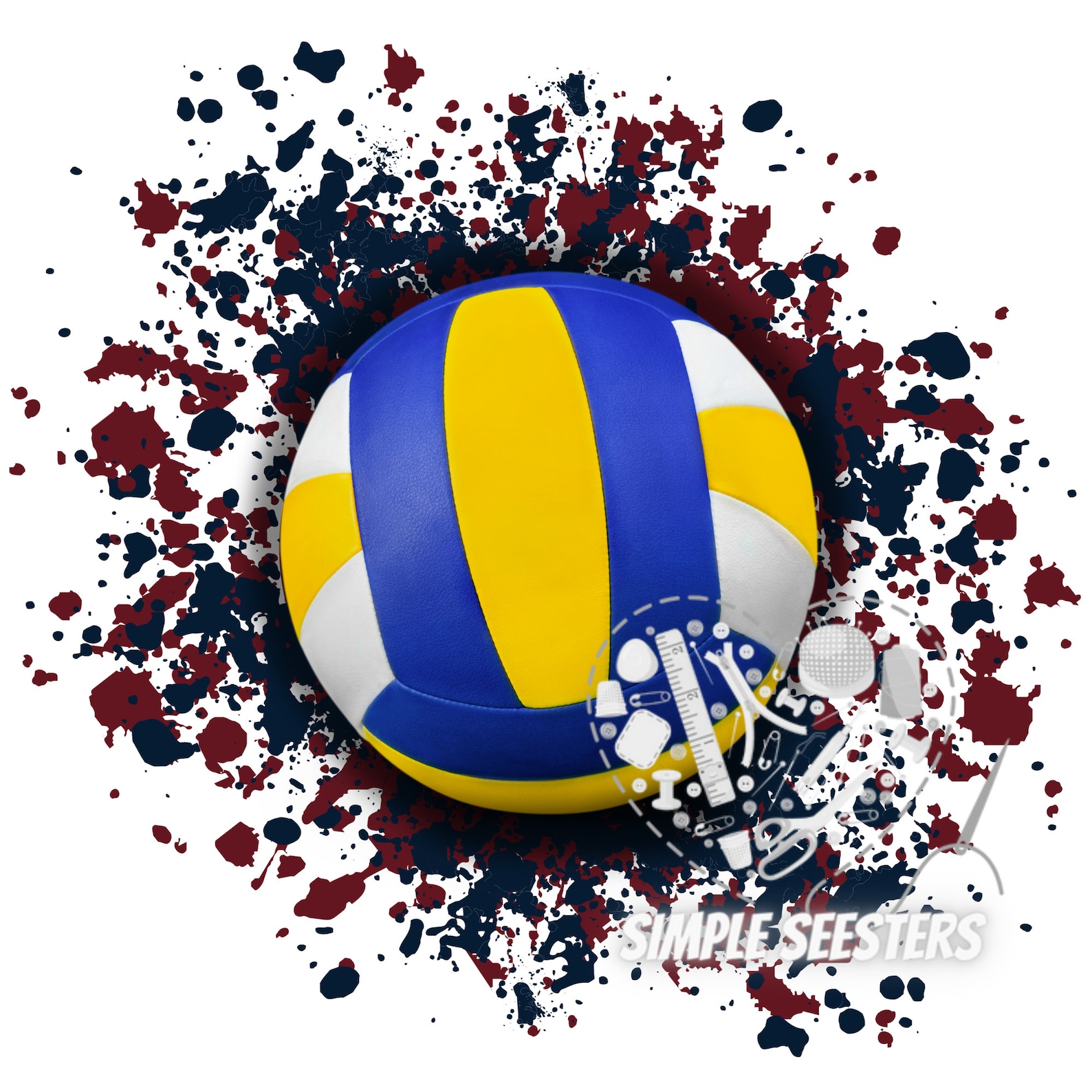 Burgundy Navy Splatter Volleyball / Volleyball Background Png ...