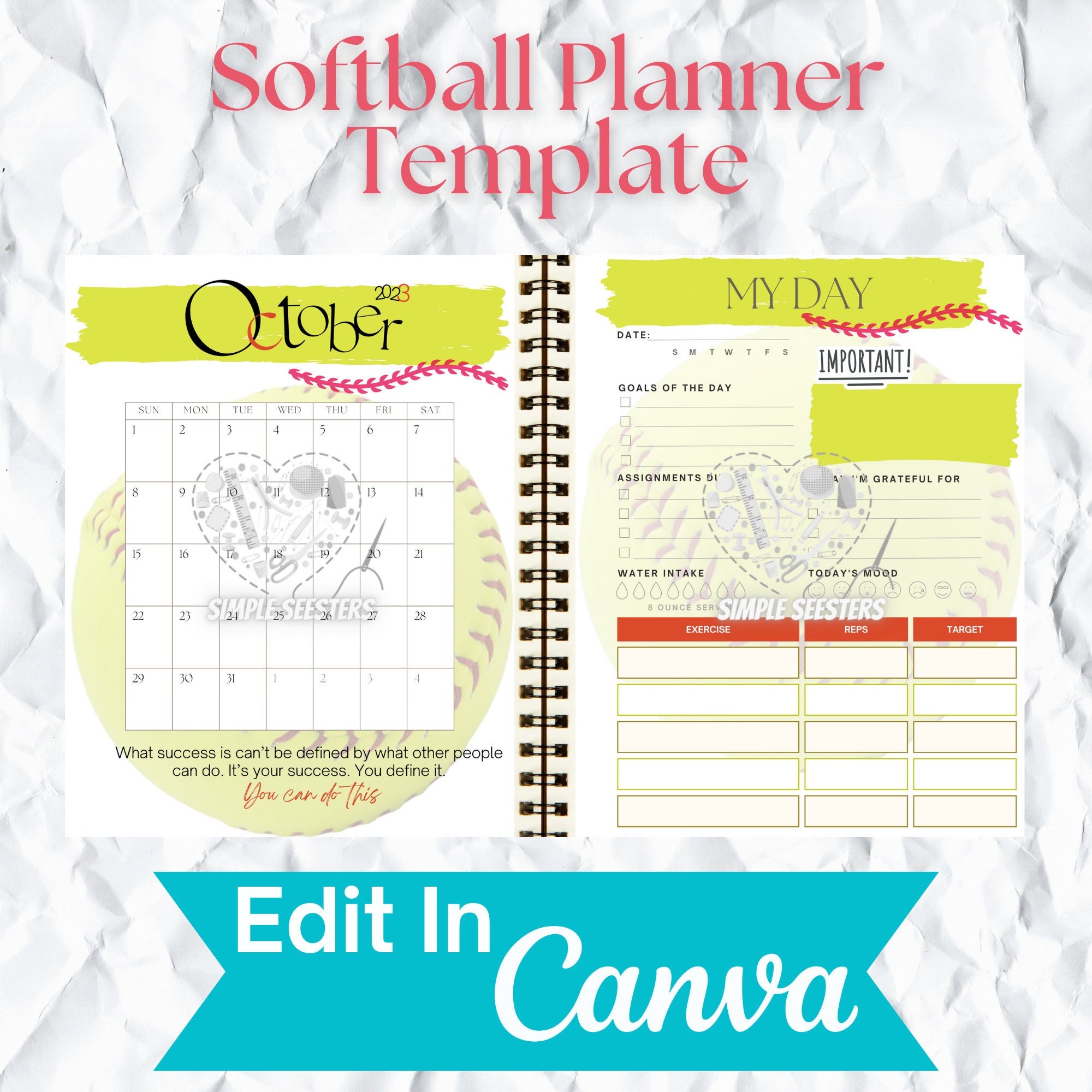Softball Planner Printable TEMPLATE Oct '23 - Dec '24 - Etsy