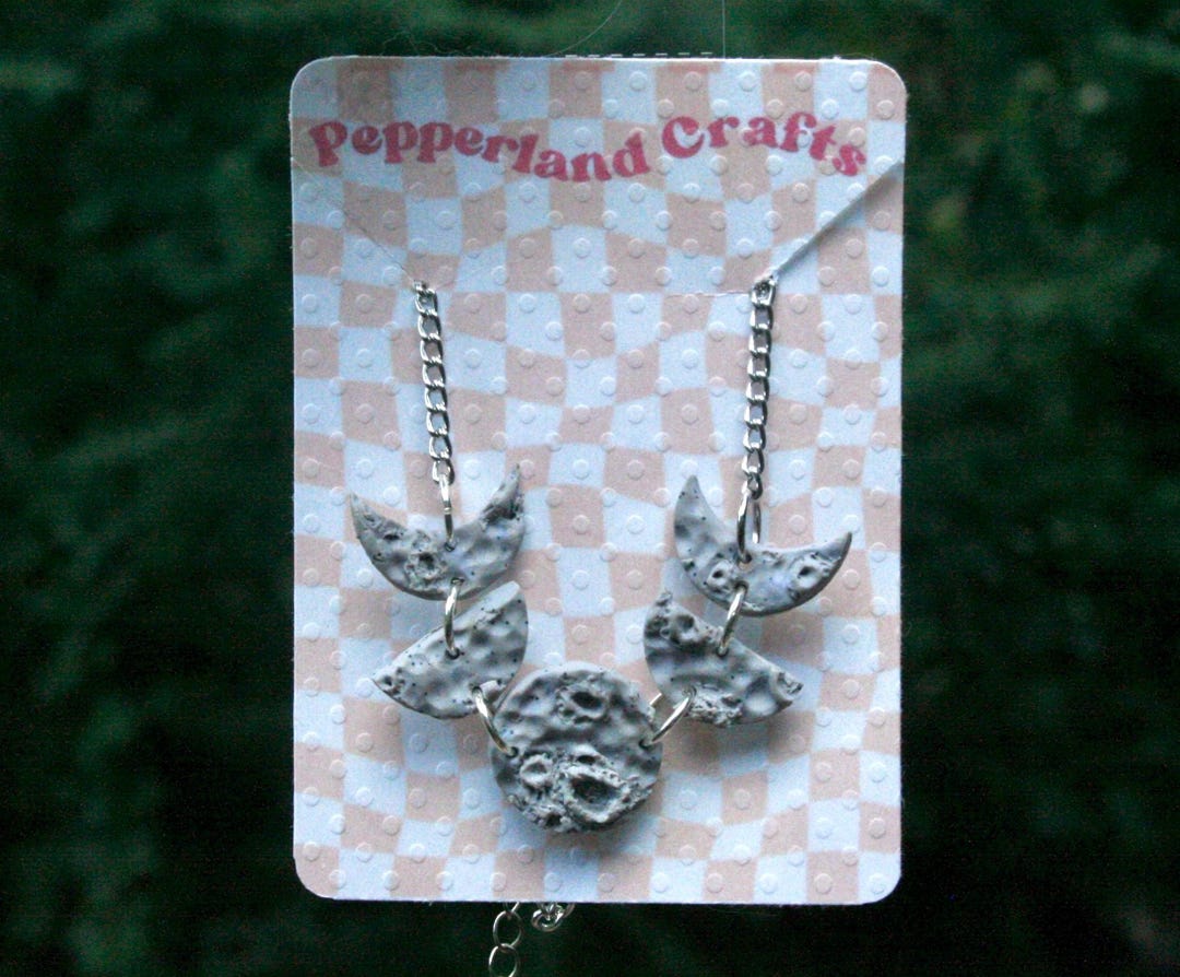 Handmade Moon Phases Polymer Clay Necklace: Science Gift - Etsy