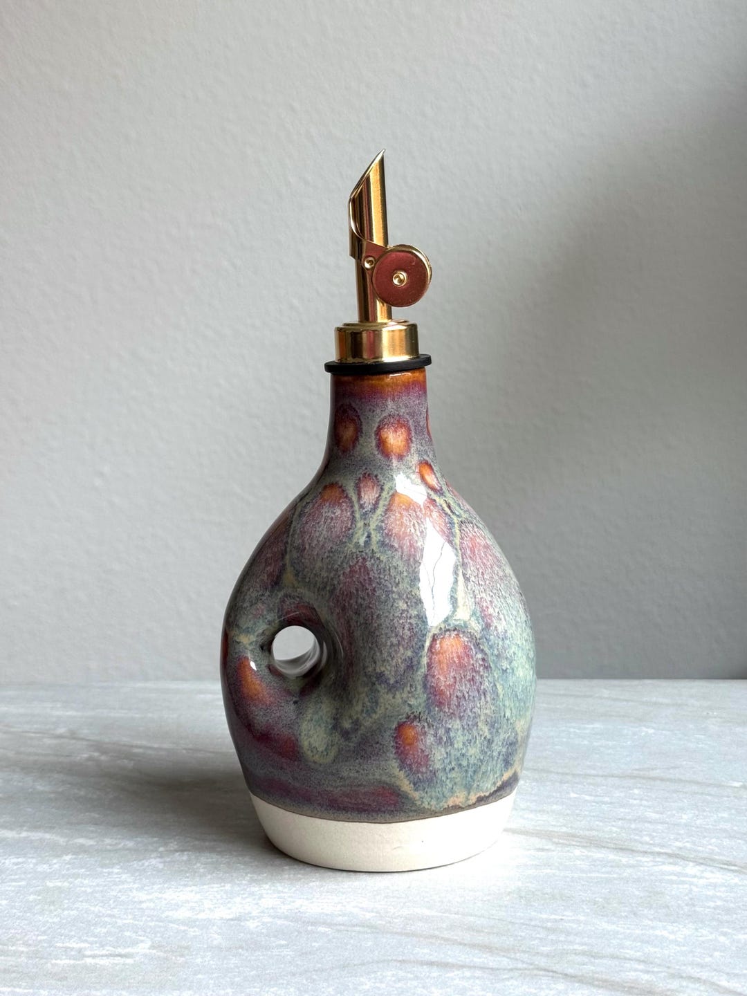 Handmade Ceramic Olive Oil Pourer – Rust Drip Glaze Pottery Cruet - Etsy