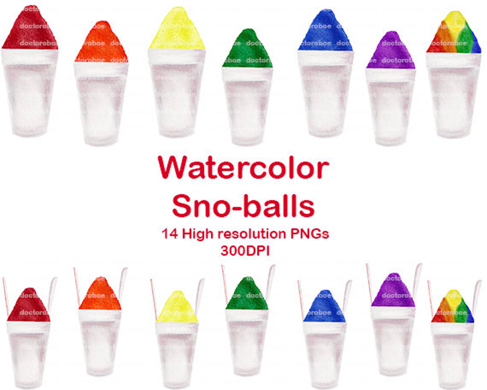 Watercolor Sno-ball Clipart, Snoballs Clipart, Snowball Clipart, New ...