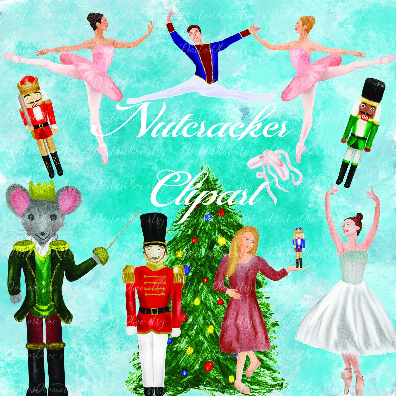 Watercolor Nutcracker Clipart - Etsy
