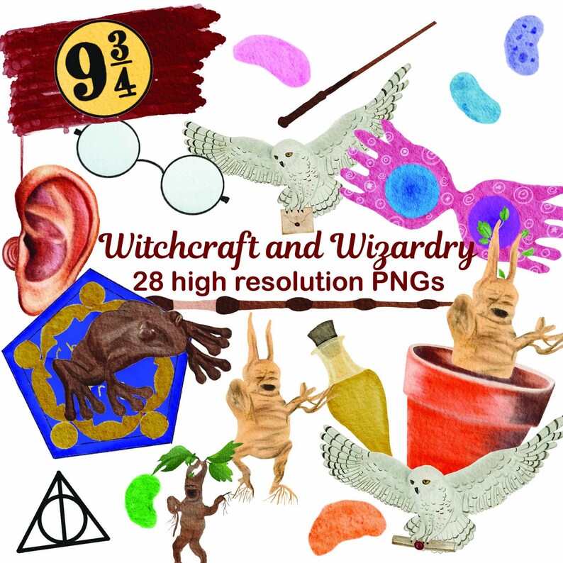 Watercolor Clipart, Witchcraft and Wizardry Clipart, Wizard Clip Art ...