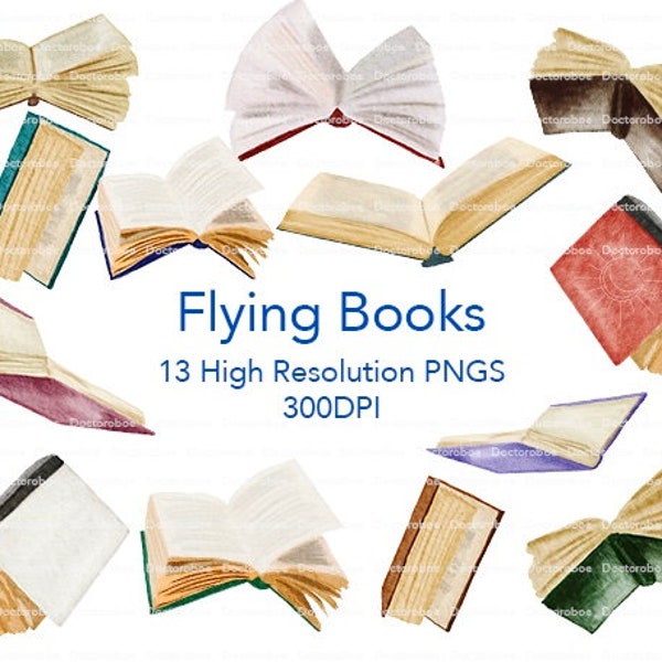 Flying Books Clipart - Etsy