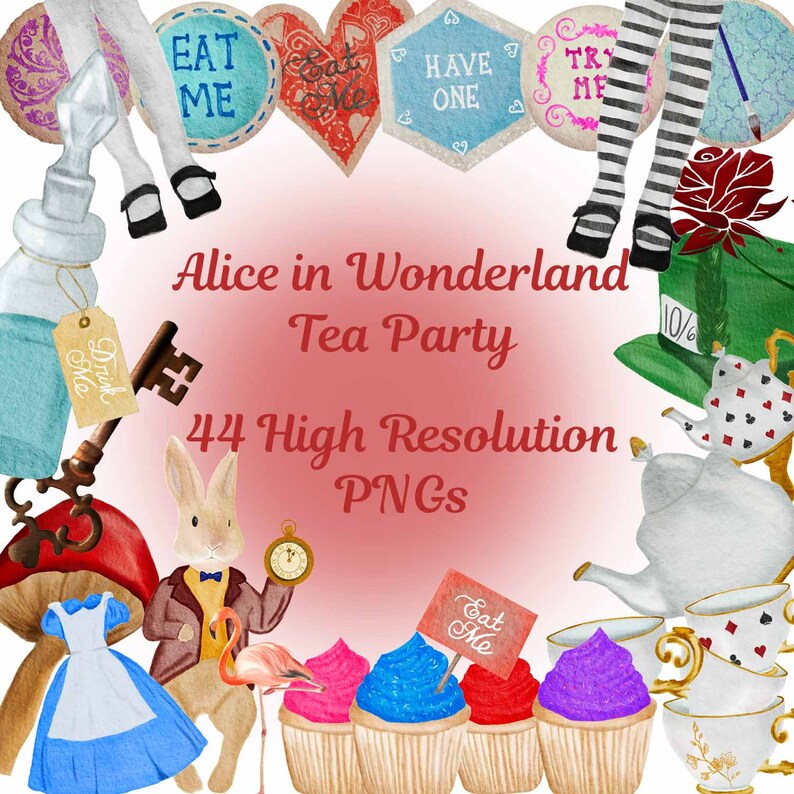 Alice in Wonderland Digital Clipart, Watercolor Clipart, Alice in ...