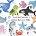 Cute Sea Creatures Clipart, Watercolor Sea Creatures Clip Art, Sea ...