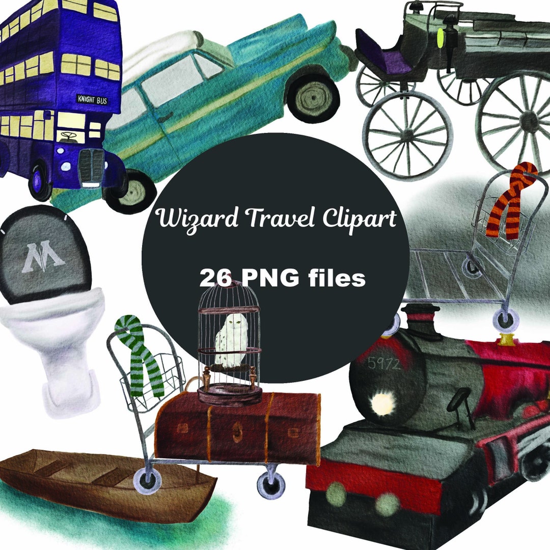 Wizard Travel Watercolor Clipart, Wizard Watercolor Clipart, Witch ...