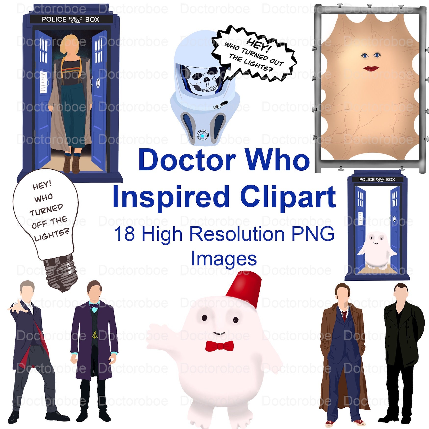 Doctor Who Inspired Clipart, Adipose Clipart, Silence in the Library ...