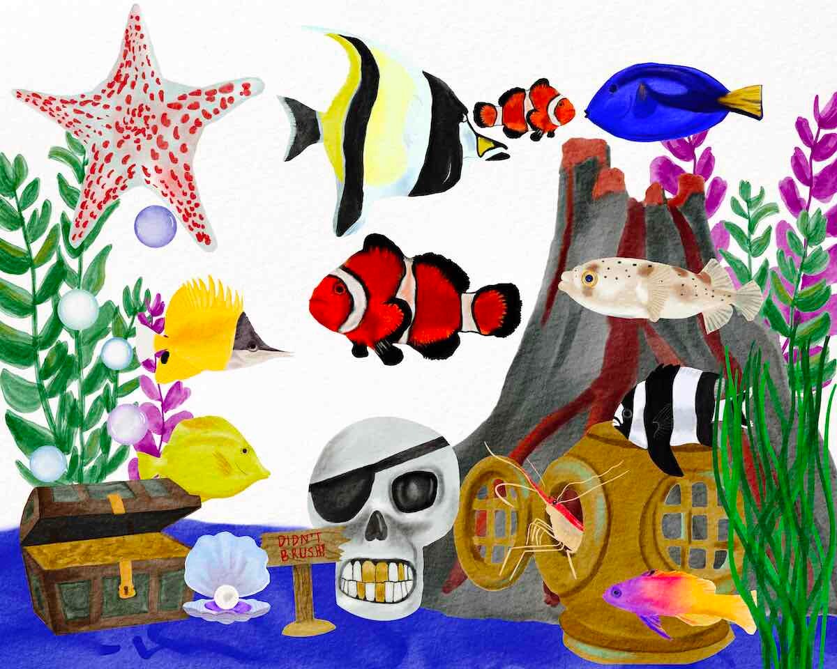 Finding Nemo Inspired Realistic Clipart, Salt Water Fish Clipart, Clown ...