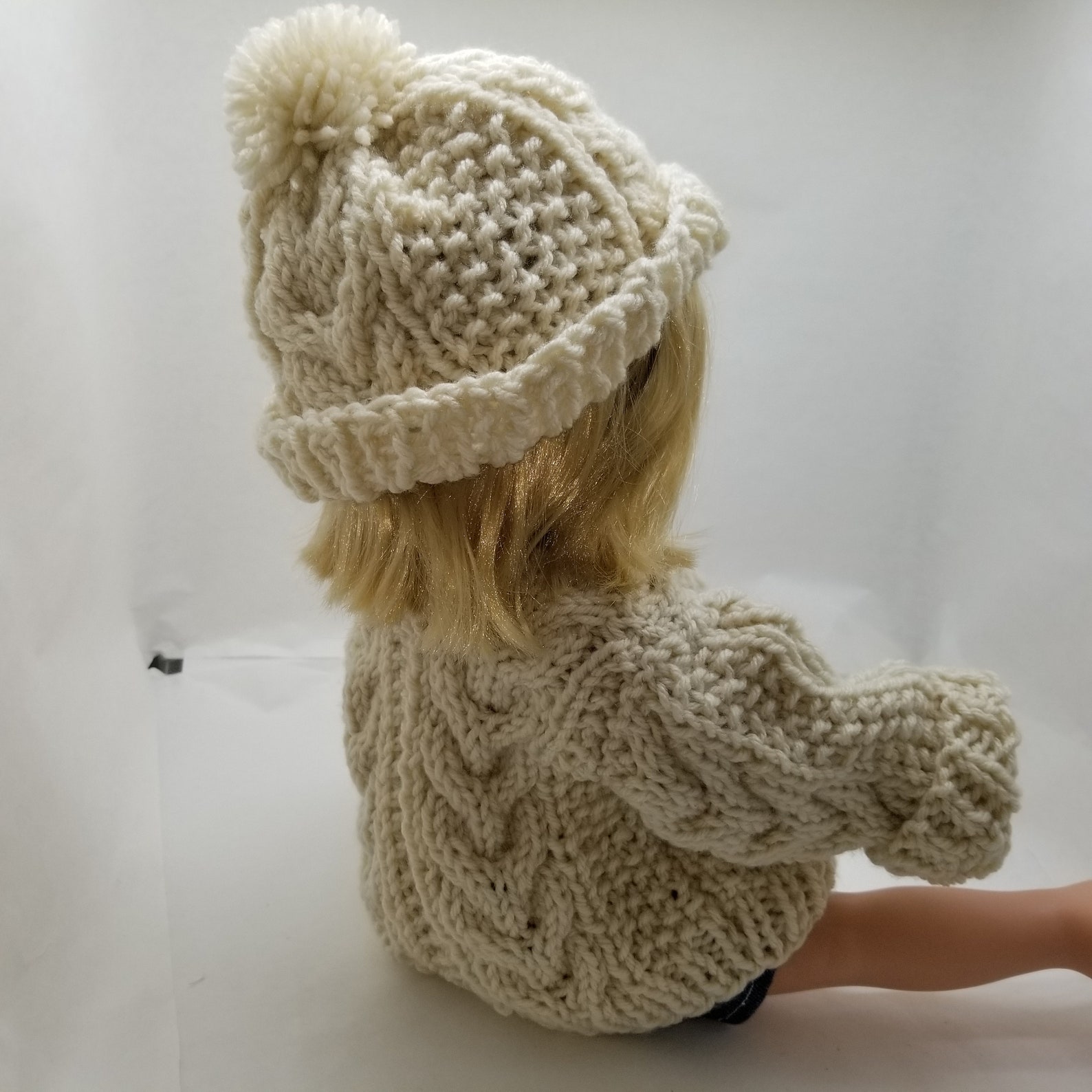 Hand Knit Irish Cable Knit Sweater & Hat for 18 Inch Doll - Etsy