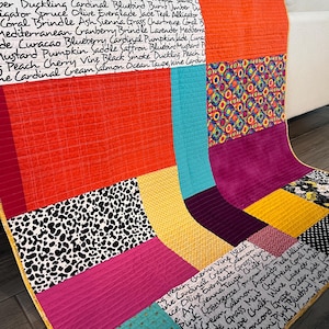 Modern Handmade Quilt | Curved Shapes Quilt | Multi-colors Quilt | Lap ...