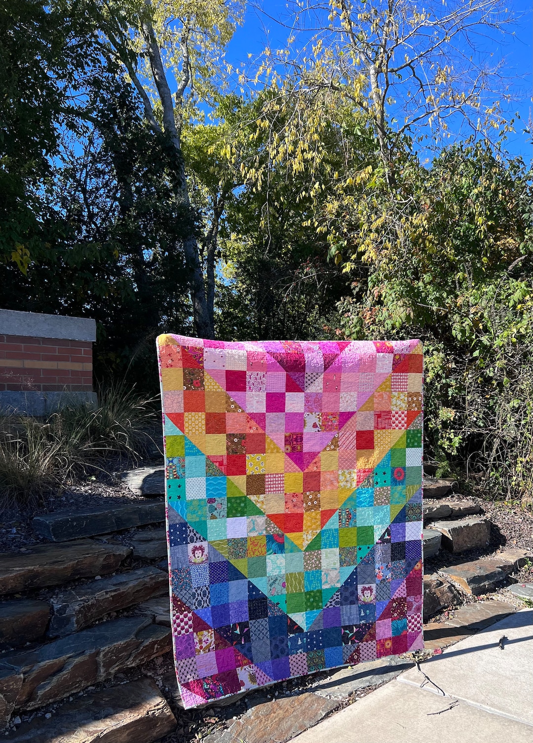 Modern Multi Color Quilt | Patchwork Quilt | Handmade Quilt | Rainbow ...