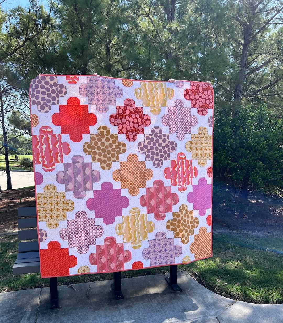 Handmade Courtyard Tiles Quilt | Ruby Star Society Cotton Lap Quilt - Etsy