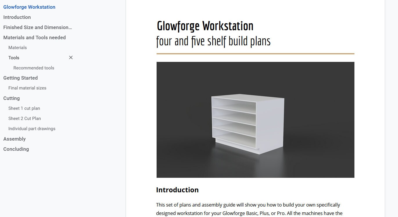 Glowforge Workstation Table Plans Glowforge Stand With Storage - Etsy ...