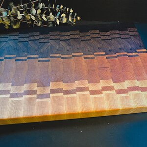 End Grain Cutting Board Walnut, Cherry, Maple, Roasted Oak Ombre Custom ...